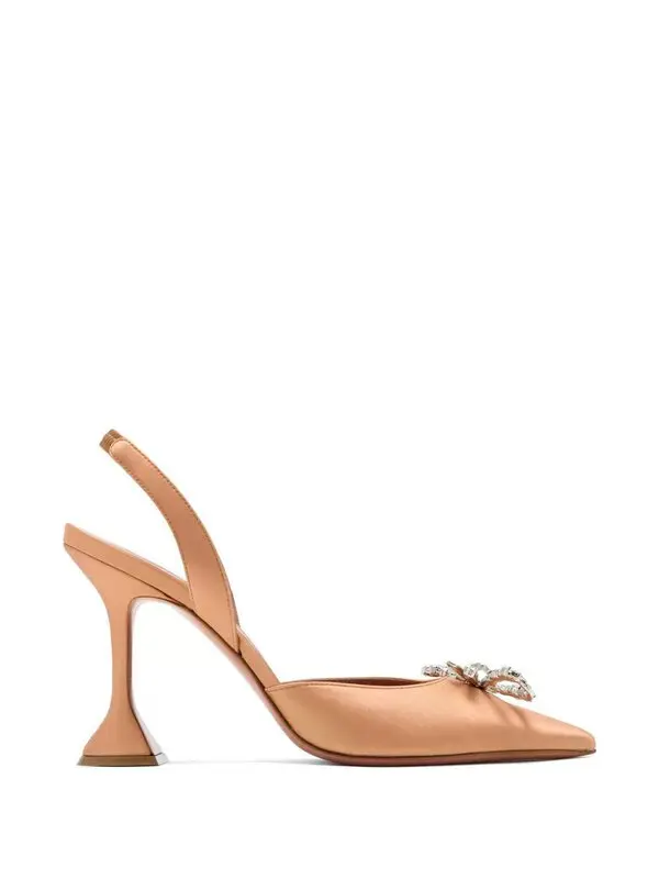 Amina Muaddi Rosie Crystal-bow Slingback Pumps