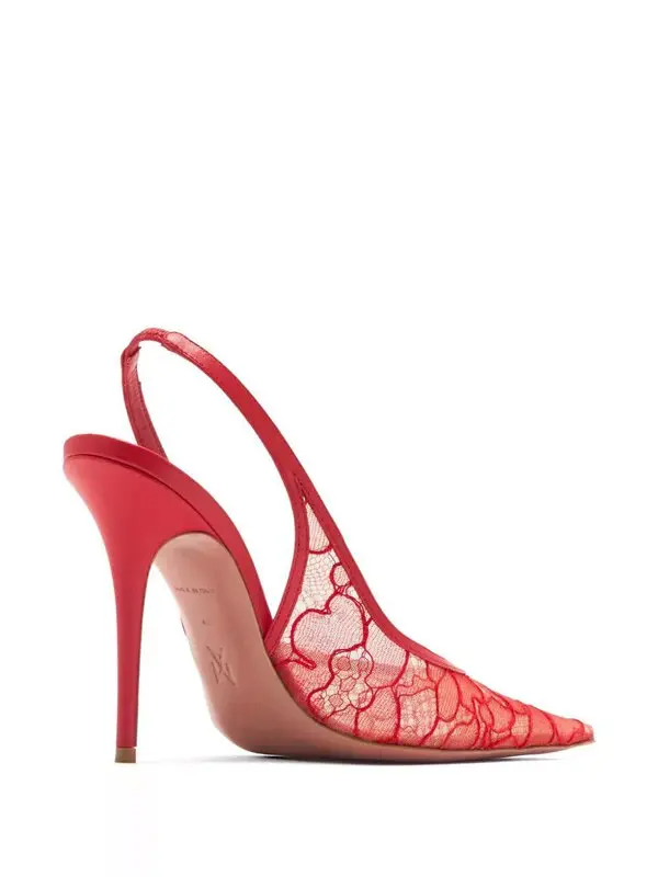 Amina Muaddi Lace-embellished Slingback Pumps