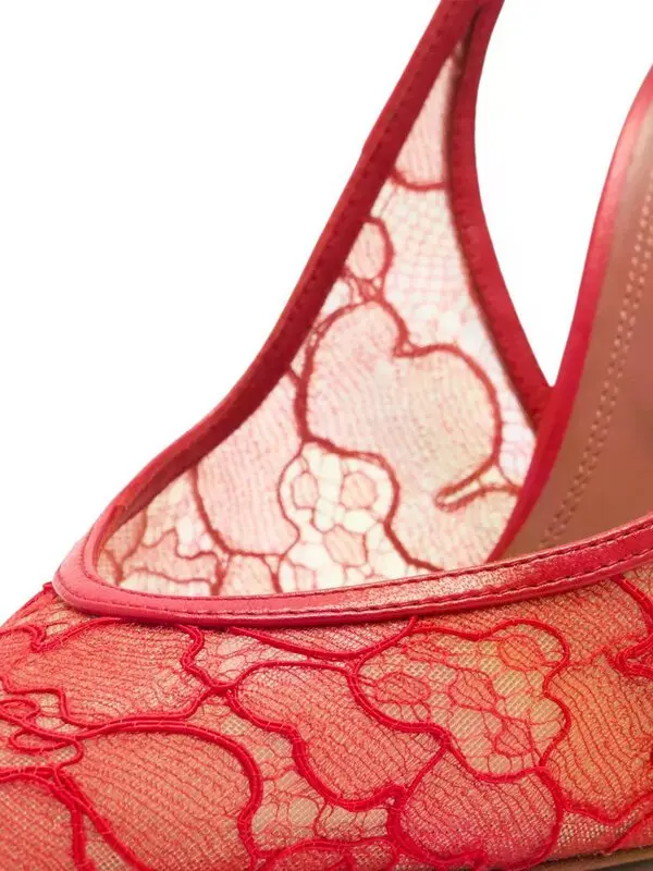 Amina Muaddi Lace-embellished Slingback Pumps
