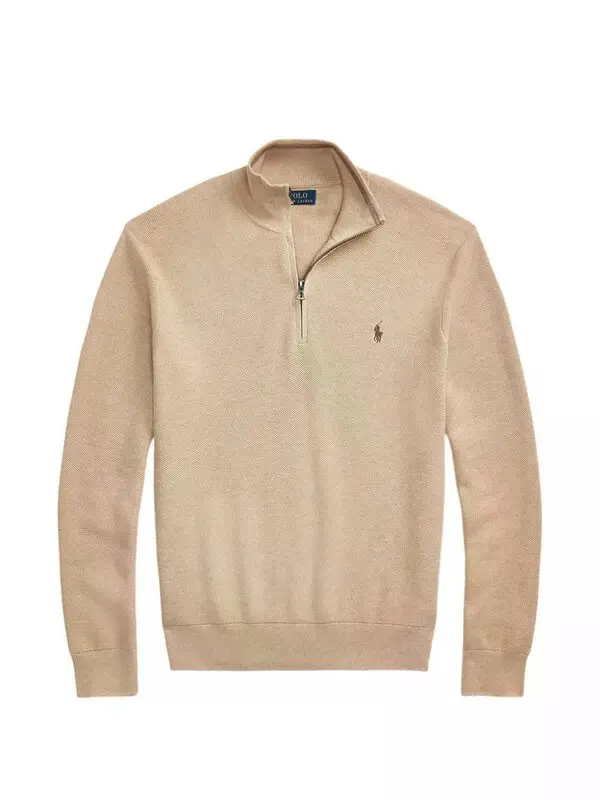 Polo Ralph Lauren Quarter-zip Waffle Knit Sweater - Neutrals