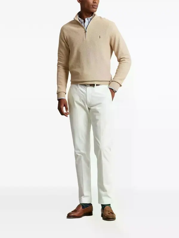 Polo Ralph Lauren Quarter-zip Waffle Knit Sweater - Neutrals