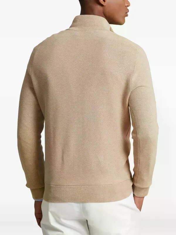 Polo Ralph Lauren Quarter-zip Waffle Knit Sweater - Neutrals