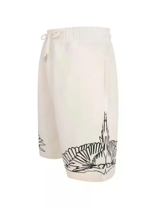 COUNTY OF MILAN Graphic Print Drawstring Shorts - Neutrals