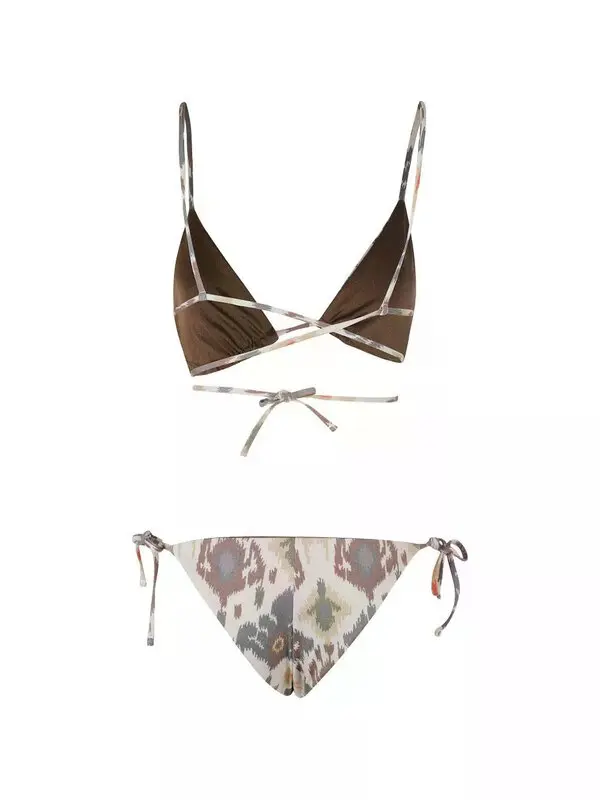 BAZAR DELUXE Printed Triangle Bikini - Neutrals