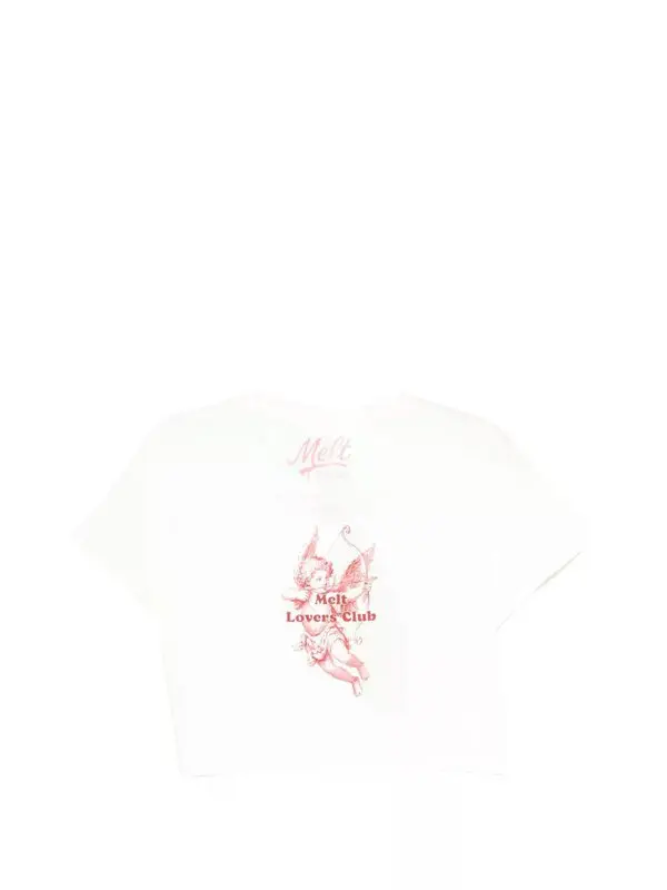MELT Graphic-print Cropped T-shirt - Neutrals