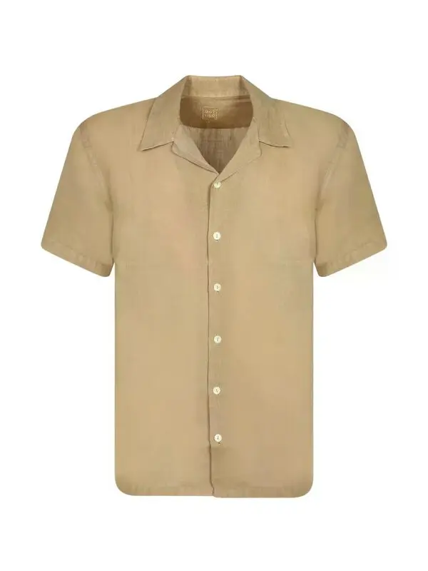120% Lino Short-sleeve Camp-collar Shirt - Brown