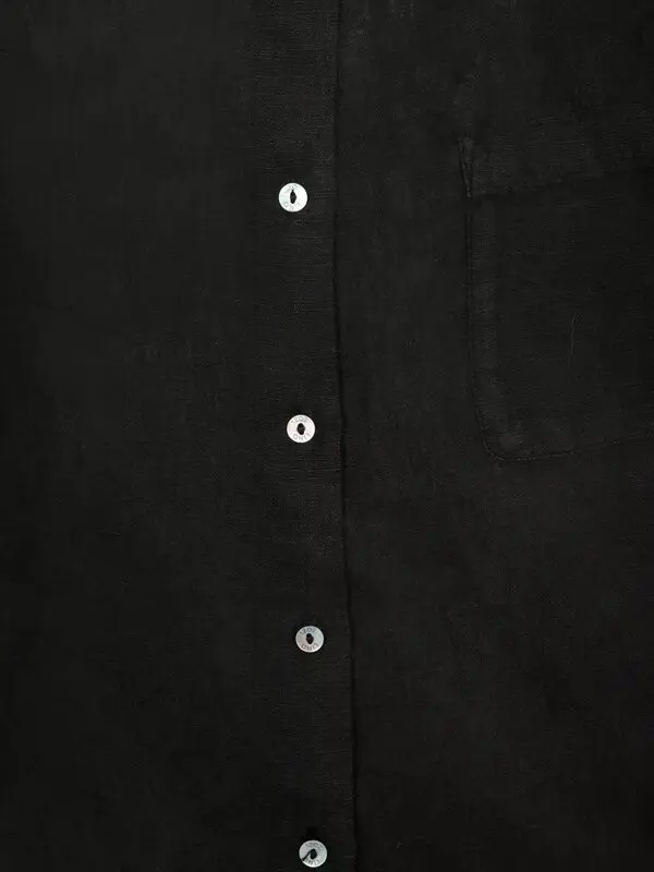 120% Lino Chest Patch Pocket Shirt - Black