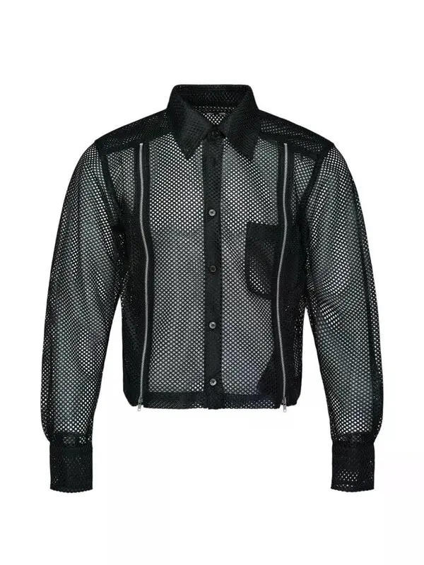 Comme Des Garçons Zip-detail Mesh Shirt