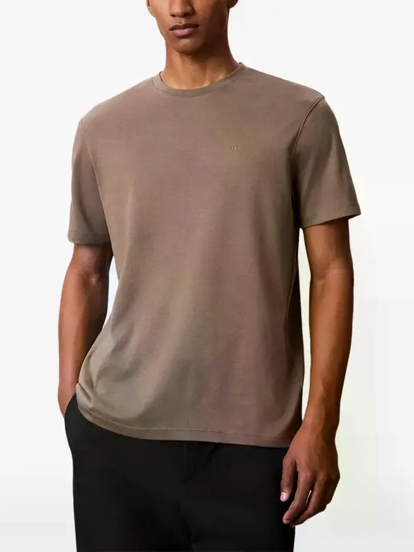 Calvin Klein Logo-embroidered T-shirt - Brown