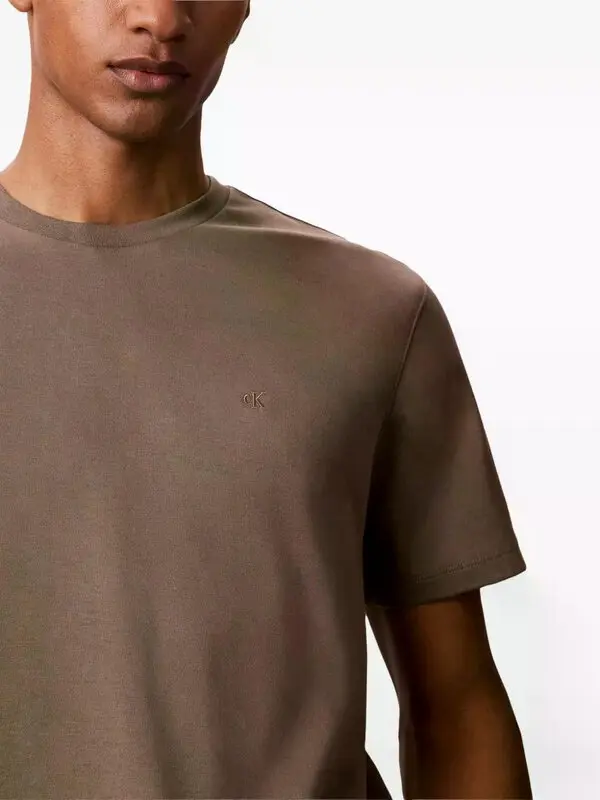 Calvin Klein Logo-embroidered T-shirt - Brown