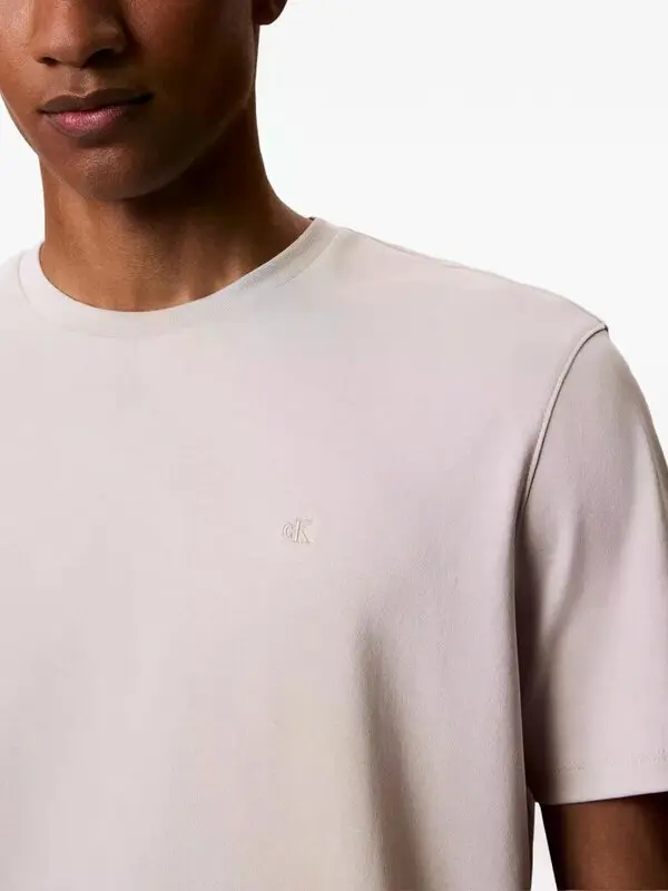 Calvin Klein Logo-embroidered T-shirt - Neutrals