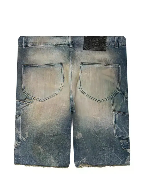 HELLSTAR Panelled Frayed-hem Denim Shorts