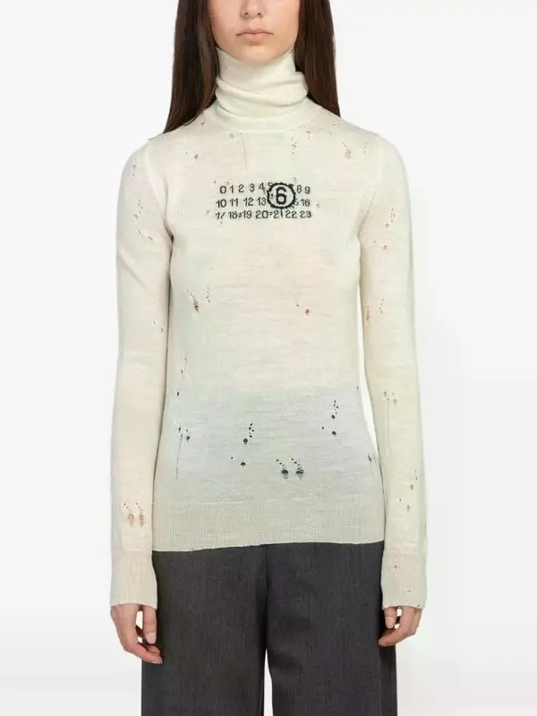 MAISON MARGIELA Distressed Wool Roll Neck Sweater