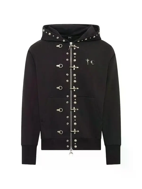 THUG CLUB Studded Zip-up Hoodie