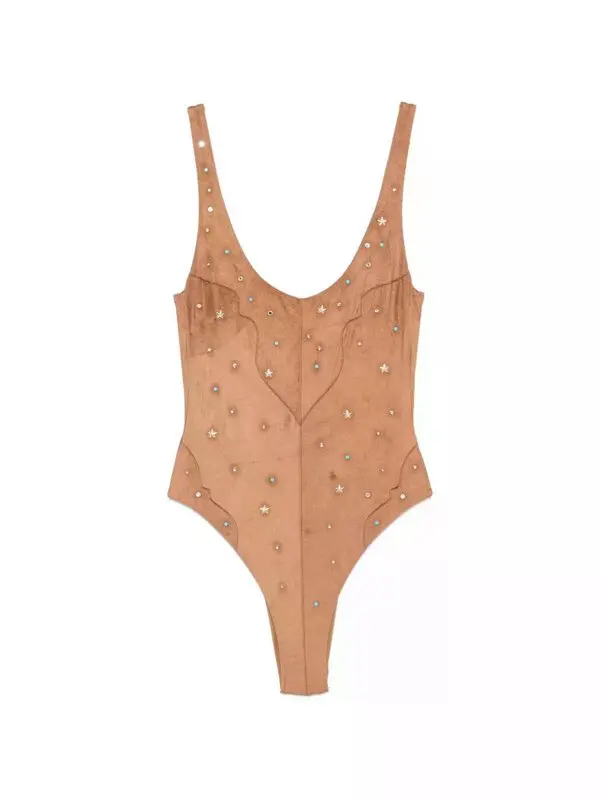 VENUJA Embellished Western-style Swimsuit - Brown