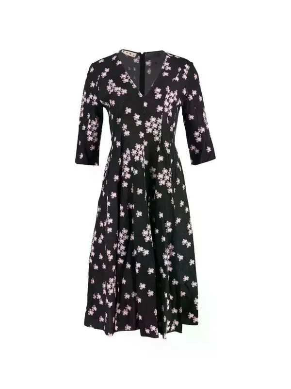 Marni Floral Jacquard V-neck Dress