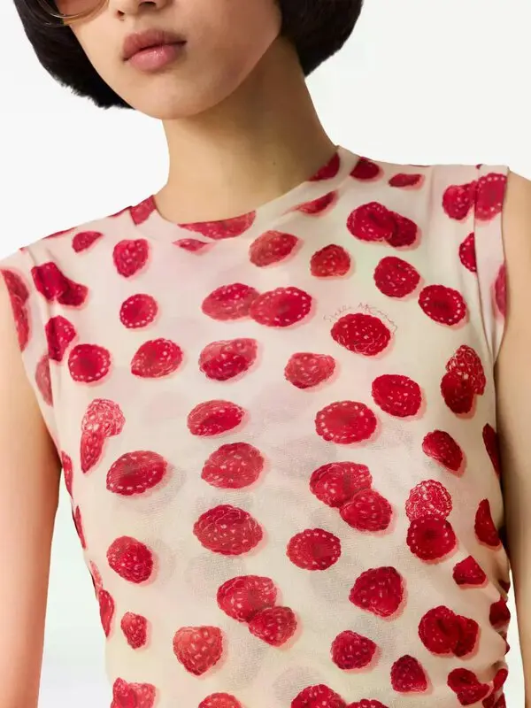 Stella McCartney Raspberry Print Ruched Mini Dress
