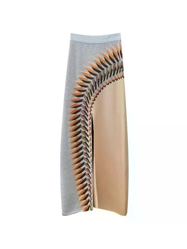 Rabanne Graphic-print Maxi Skirt With Side Slit