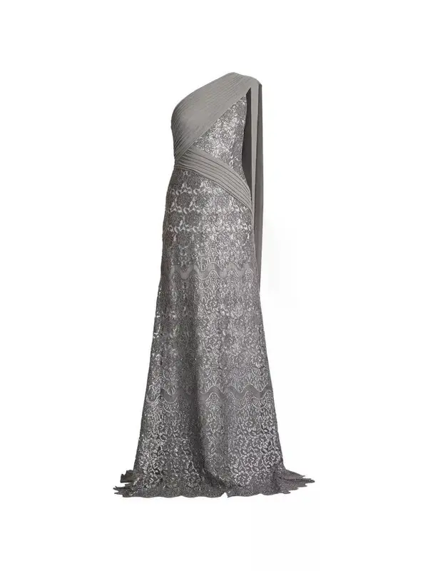 Tadashi Shoji Eamon Sequin-embellished One-shoulder Gown