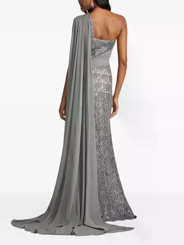 Tadashi Shoji Eamon Sequin-embellished One-shoulder Gown