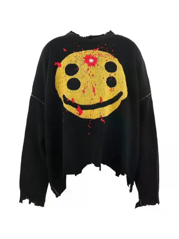 SAINT MXXXXXX Distressed Graphic Intarsia Sweater