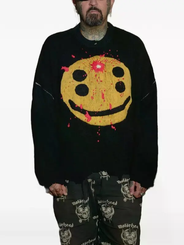 SAINT MXXXXXX Distressed Graphic Intarsia Sweater