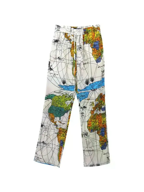SAINT MXXXXXX World-map Print Trousers - White