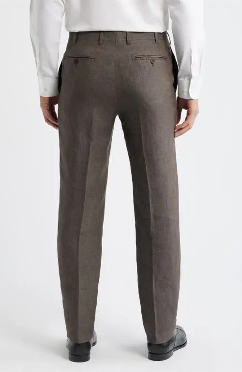 Canali Siena Regular Fit Flat Front Linen Suit Pants