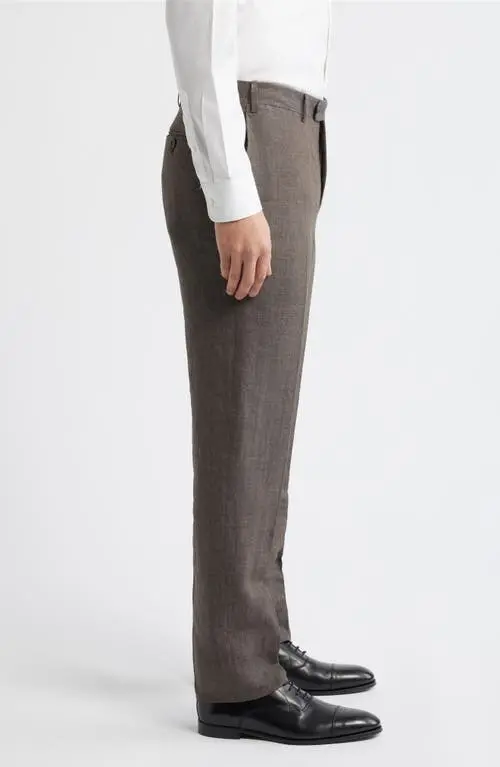 Canali Siena Regular Fit Flat Front Linen Suit Pants