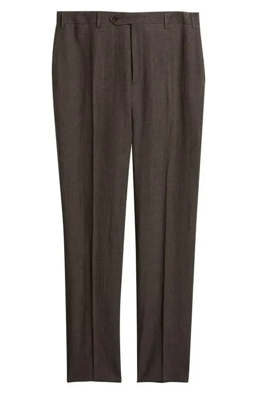 Canali Siena Regular Fit Flat Front Linen Suit Pants