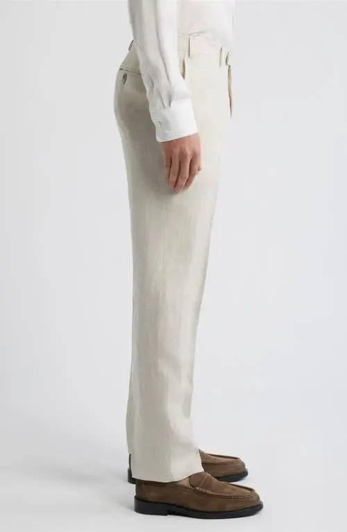 Canali Siena Regular Fit Flat Front Linen Suit Pants