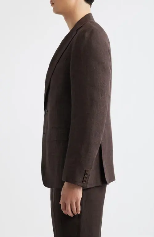 Canali Brown Check Jacquard Linen & Wool Sport Coat