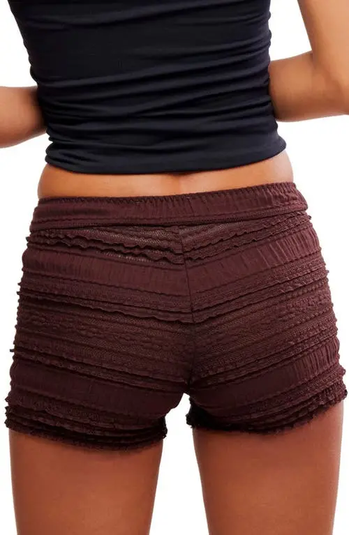 Free People Front Row Lace Mini Shorts - Chocolate