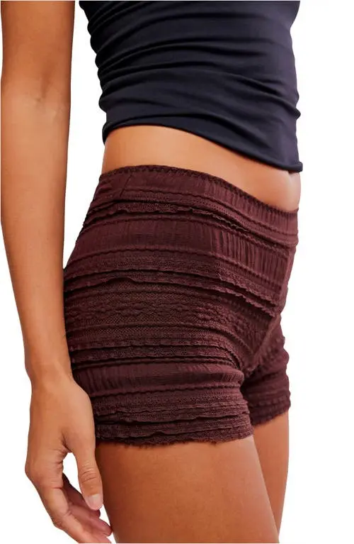 Free People Front Row Lace Mini Shorts - Chocolate
