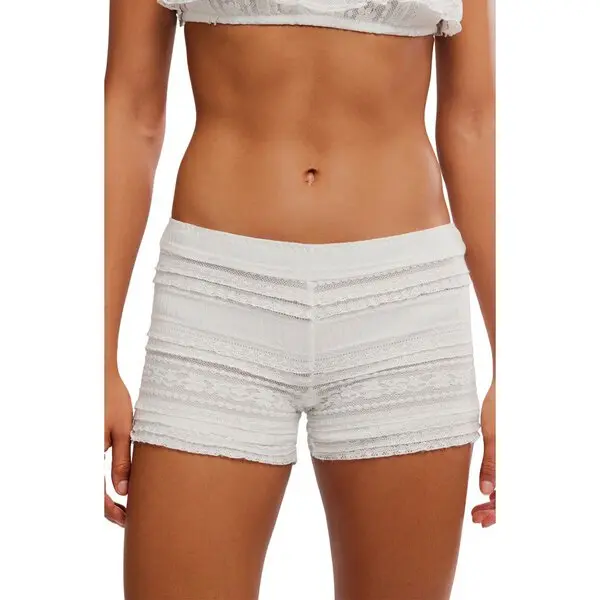 Free People Front Row Lace Mini Shorts - Clean Ivory