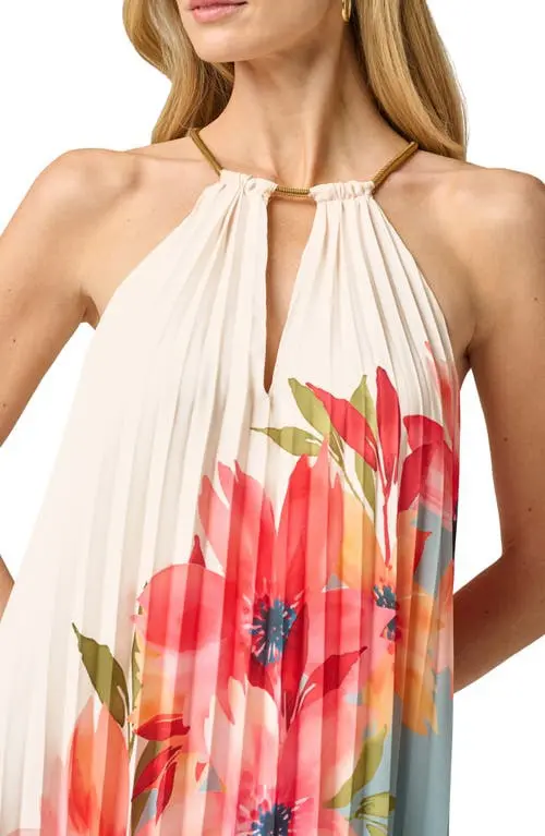 adrianna papell floral pleated dress Adrianna Papell