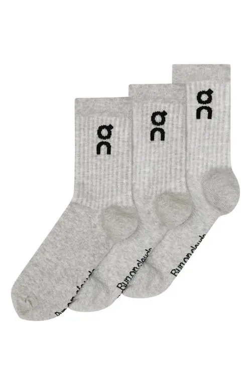 On 3-pack Cotton Blend Logo Crew Socks - Heather Gray