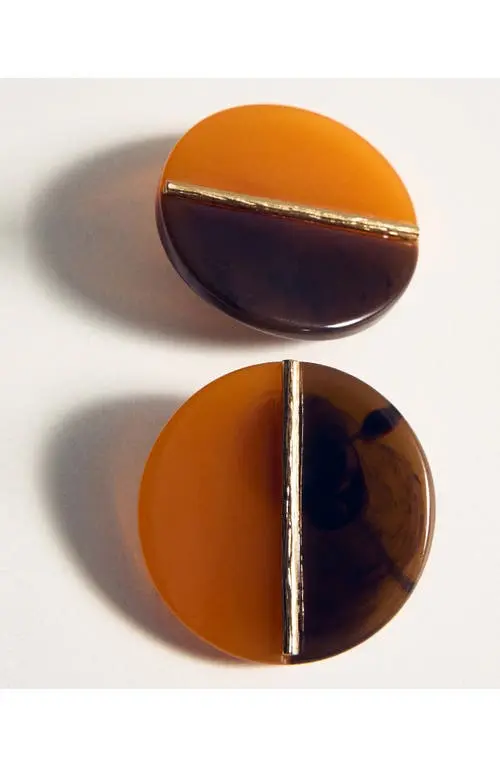 Mango Round Resin Drop Earrings With Goldtone Plate