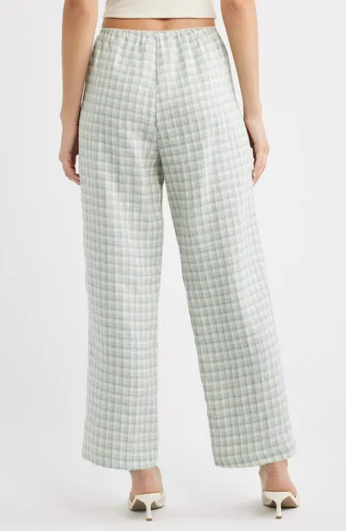 REFORMATION Lilah Check Print Wide Leg Linen Pants