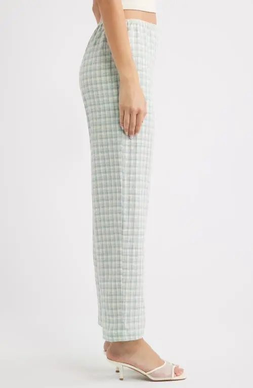 REFORMATION Lilah Check Print Wide Leg Linen Pants