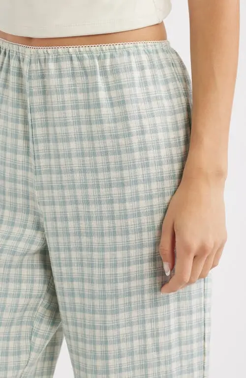 REFORMATION Lilah Check Print Wide Leg Linen Pants