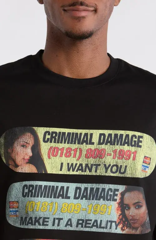 CRIMINAL DAMAGE Hotline Reality Crewneck T-shirt