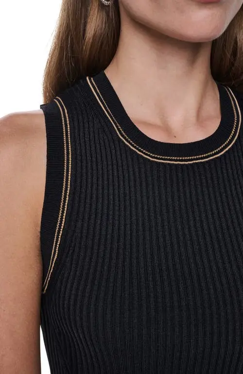 Dkny Contrast Stitch Ribbed Knit Tank
