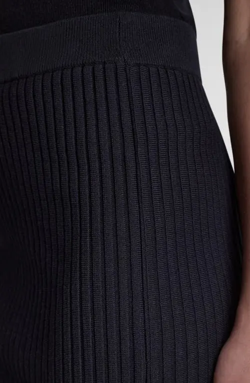 Dkny Fringe Rib Midi Skirt - Black