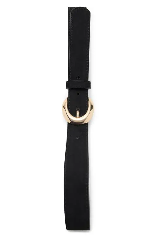 Mango Oval Buckle Suede Belt - Black