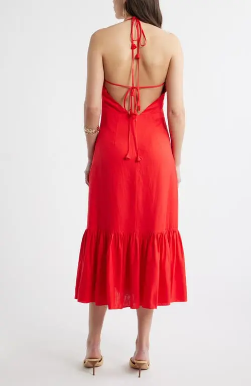 Chelsea28 Appliqué Tie Halter Midi Dress