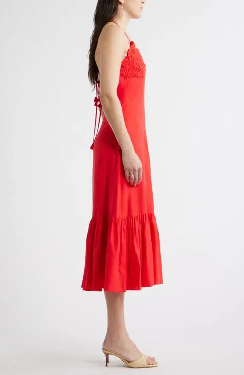 Chelsea28 Appliqué Tie Halter Midi Dress