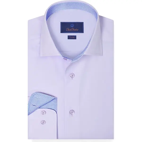 David Donahue Trim Fit Cotton Twill Dress Shirt - Lilac