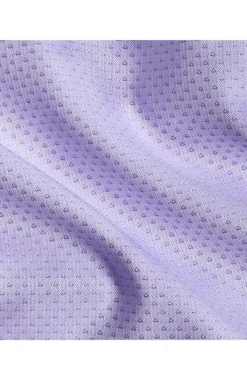 David Donahue Trim Fit Micro Dobby Cotton Dress Shirt - Lilac/blue