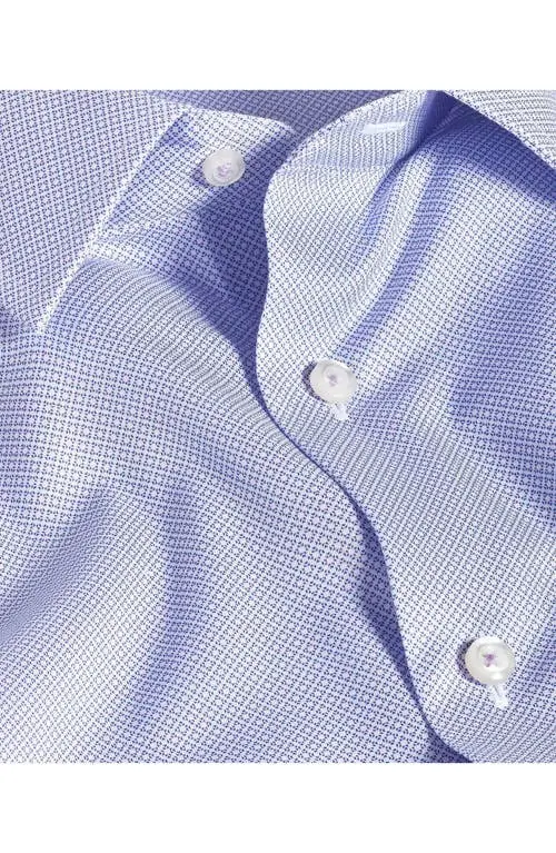 David Donahue Trim Fit Neat Cotton Dress Shirt - Lilac